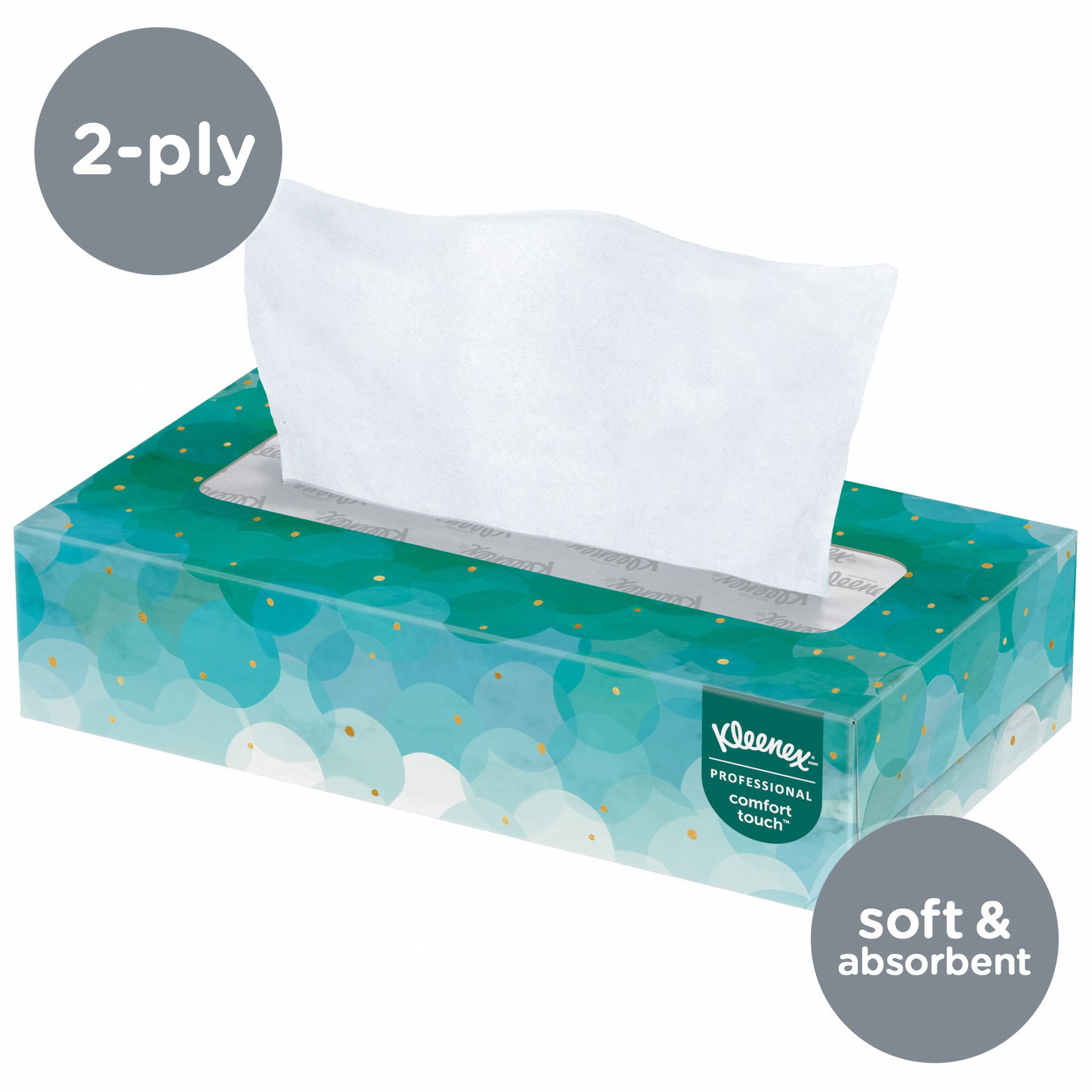 KIMBERLY-CLARK PROFESSIONAL Facial Tissue: Flat, Kleenex® Comfort Touch, 100 Sheets, 2 Ply, 36 ...
