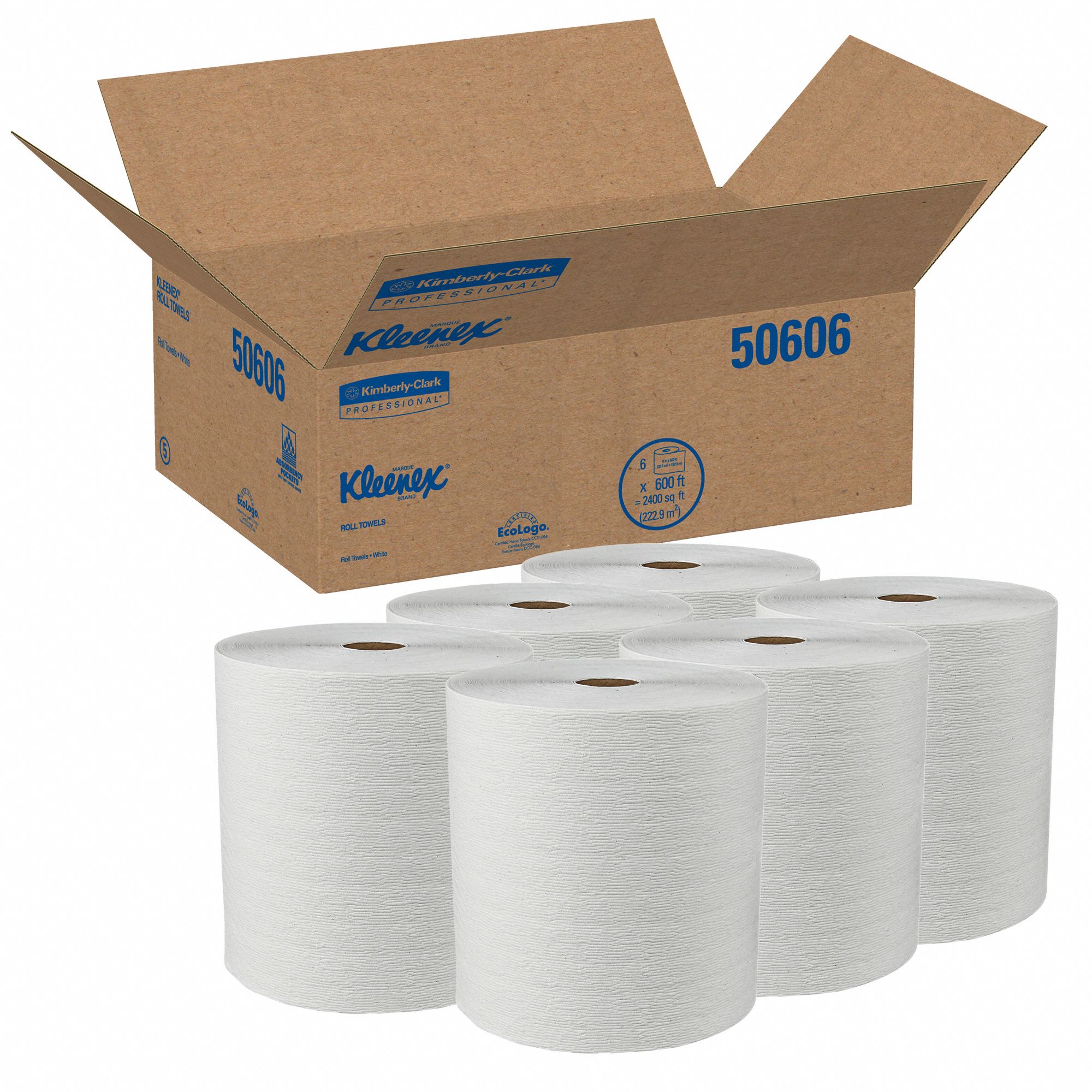 KIMBERLY-CLARK PROFESSIONAL Paper Towel Roll: White, 8 in Roll Wd, 600 ...
