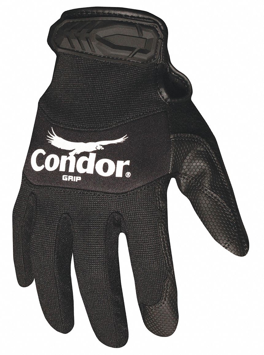 CONDOR, Bicast Leather, Black, Mechanics Gloves - 42KZ59|42KZ59 - Grainger