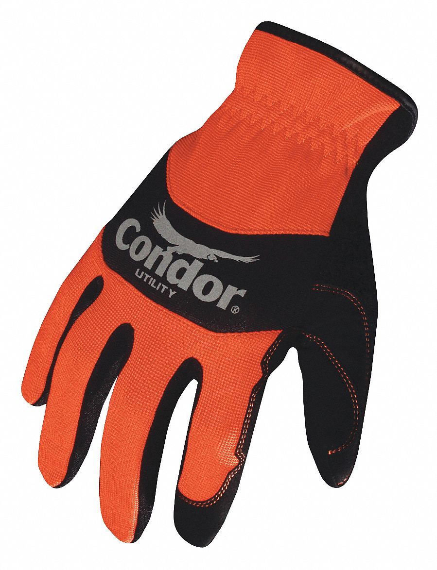 CONDOR, Synthetic Leather, High Visibility Orange/Black, Mechanics ...