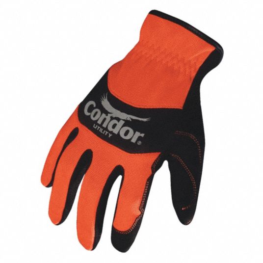 CONDOR, Synthetic Leather, High Visibility Orange/Black, Mechanics ...