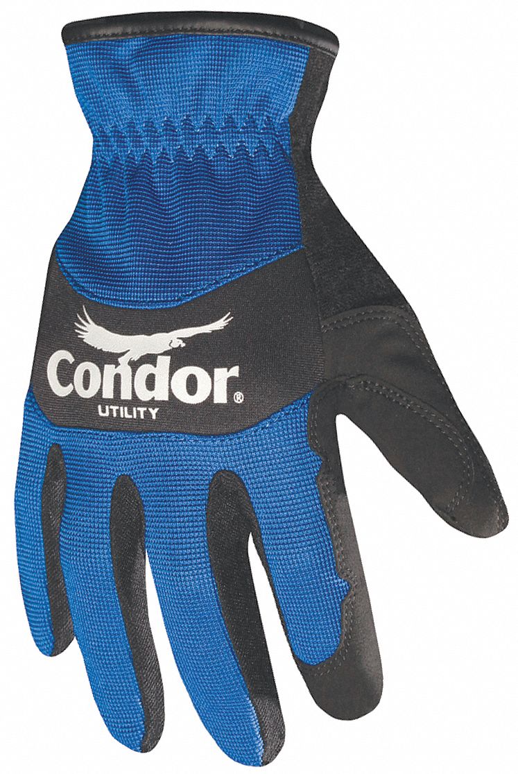 CONDOR, Synthetic Leather, Blue/Black, Mechanics Gloves - 42LA20|42LA20 ...