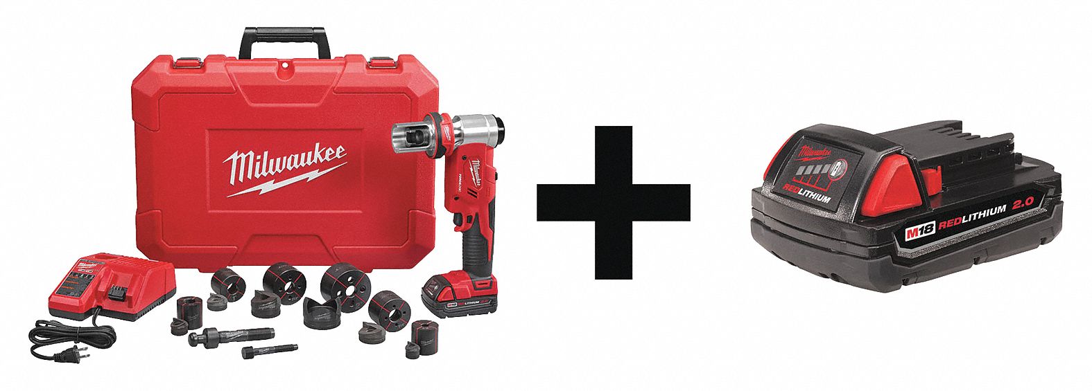 MILWAUKEE, 18V DC, For 14 ga Max. Steel Thick, Cordless Knockout Tool ...