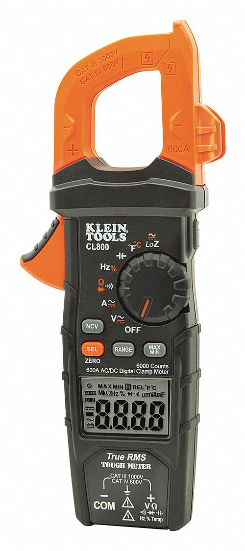 KLEIN TOOLS, Clamp-Jaw Jaw, CAT IV 600V, Digital Clamp Meter - 52ZK83 ...
