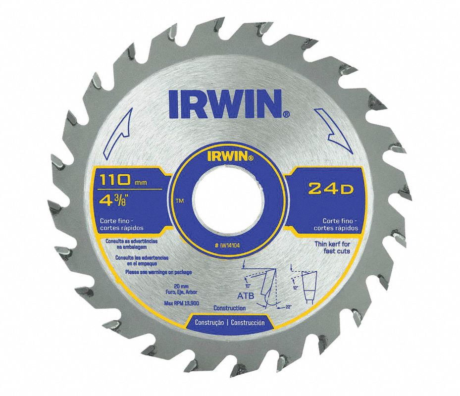 IRWIN Disco de Sierra Circular, 4-3/8", No, Acero - 42VZ59 | IW14104 ...