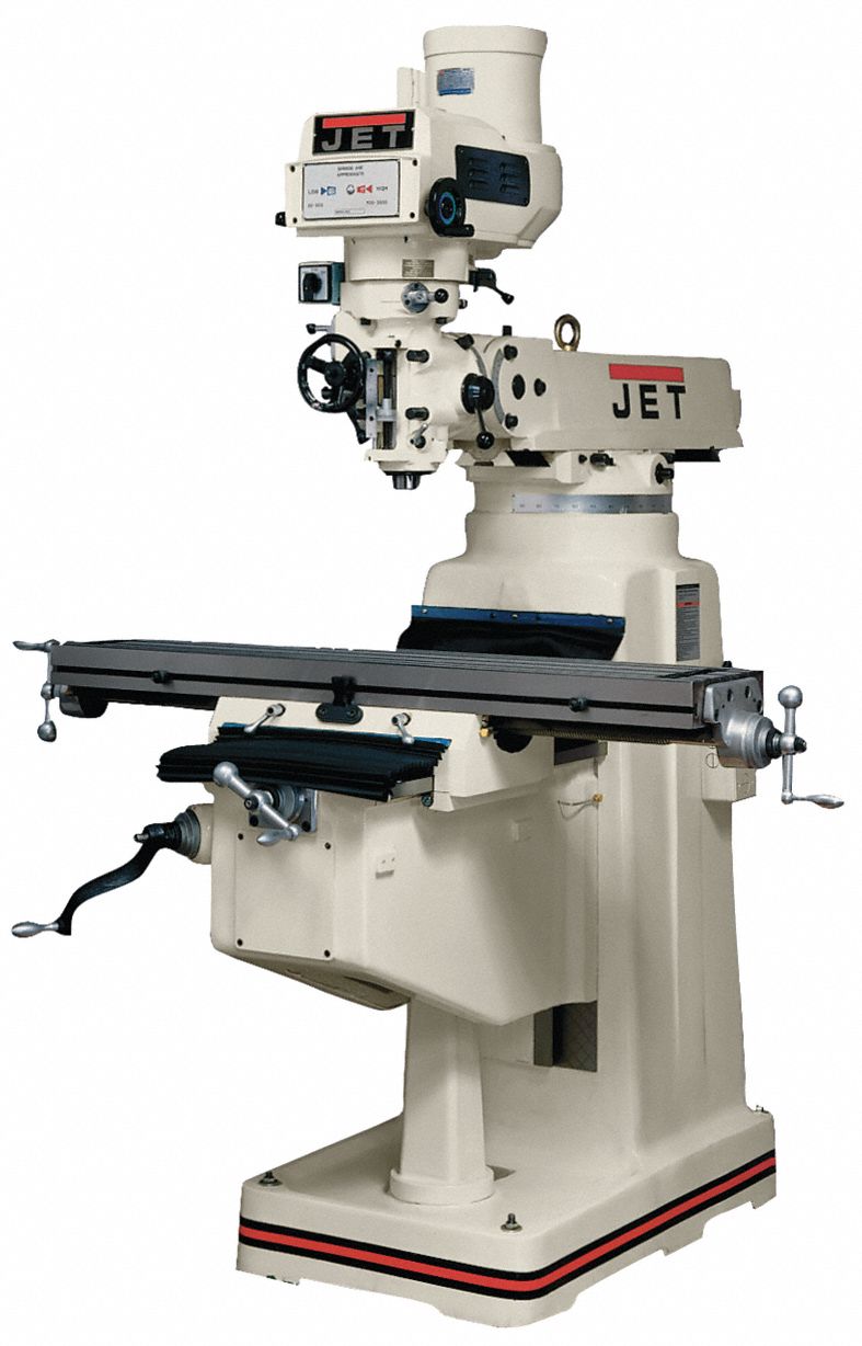 JET, 10 in Table Lg, 50 in Table Wd, Knee/Column Milling Machine ...