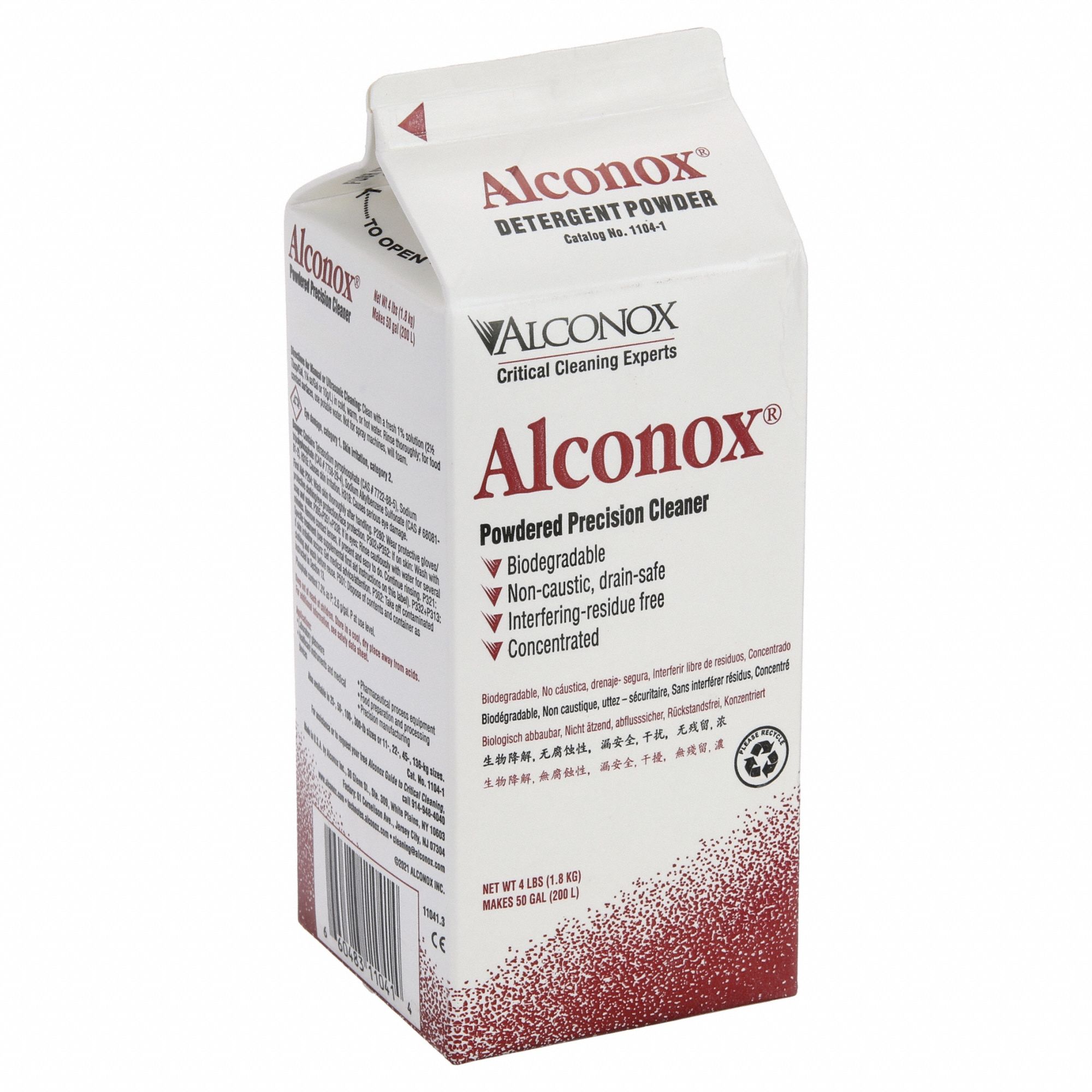 ALCONOX, 4 lb Container Size, Powder, Detergent - 42W978|1104-1 - Grainger