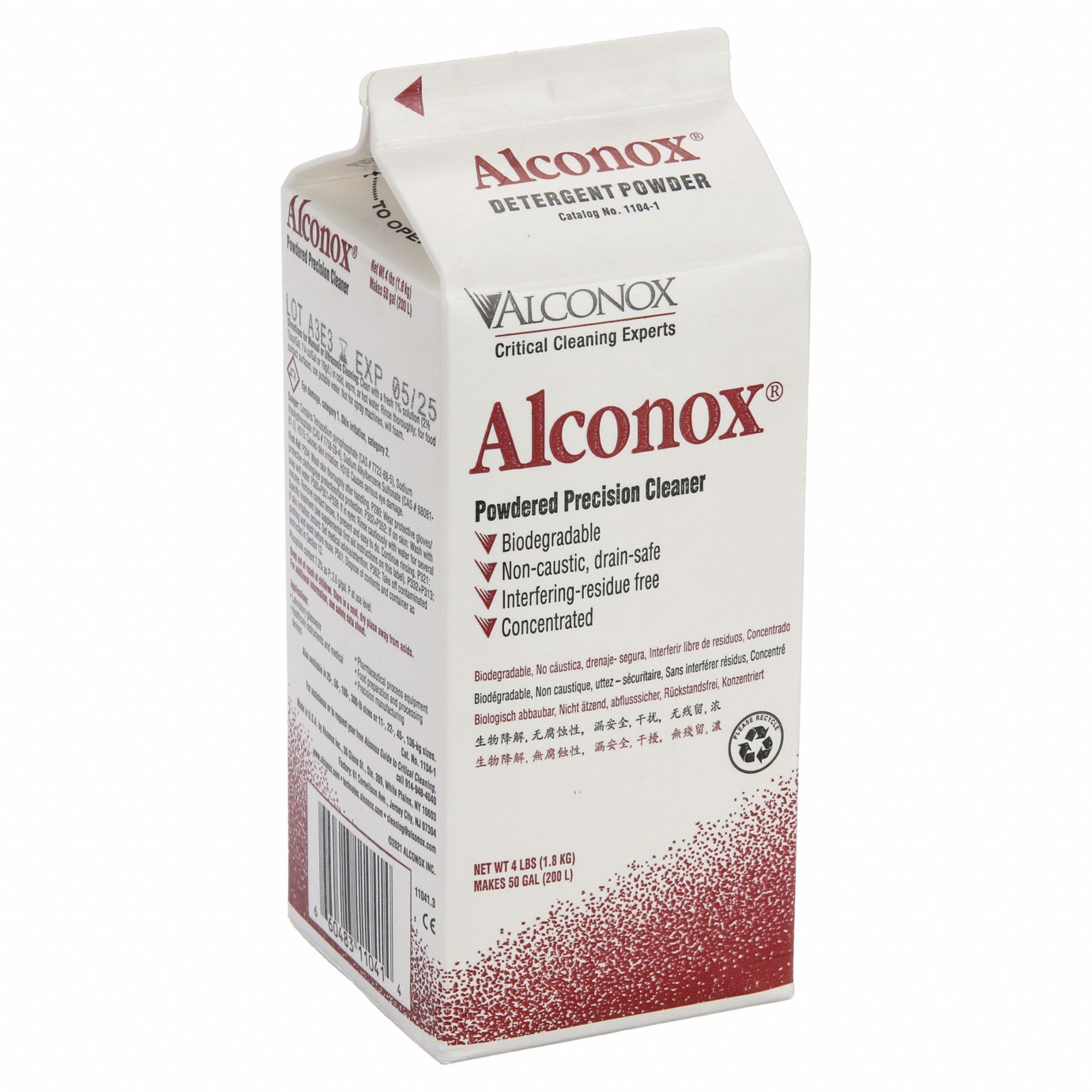 ALCONOX, 4 lb Container Size, Powder, Detergent - 42W979|1104 - Grainger