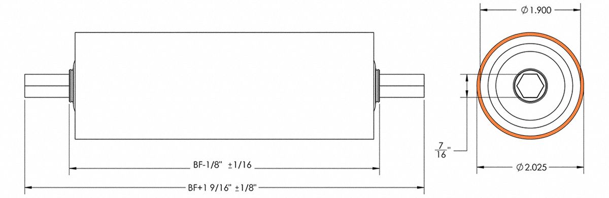 ASHLAND CONVEYOR Replacement Roller: For 24 in Between Frame Wd, 270 lb ...