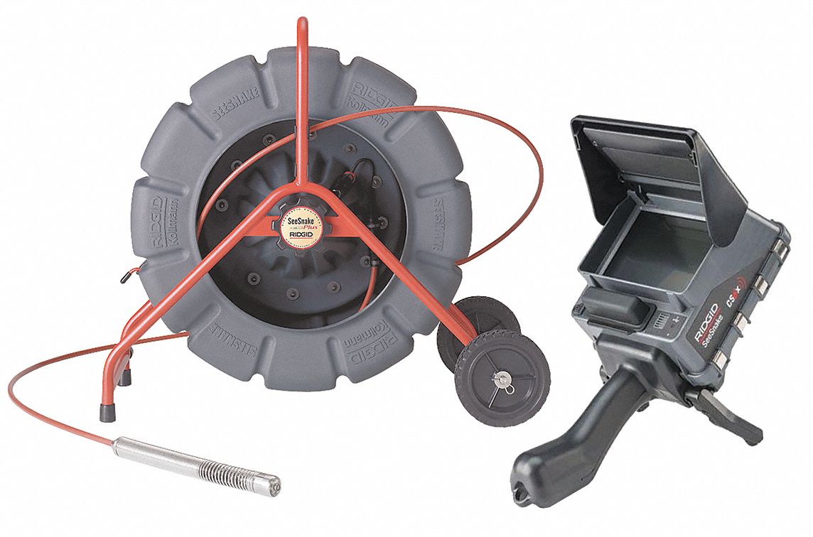 RIDGID, 200 ft Lg., 12 in Max. Pipe Dia., Pipe Inspection Camera Reel ...