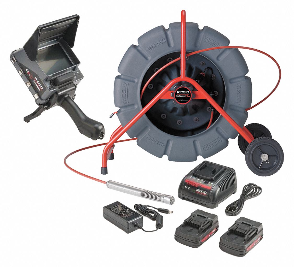 RIDGID, 325 ft Lg., 12 in Max. Pipe Dia., Pipe Inspection Camera Reel ...