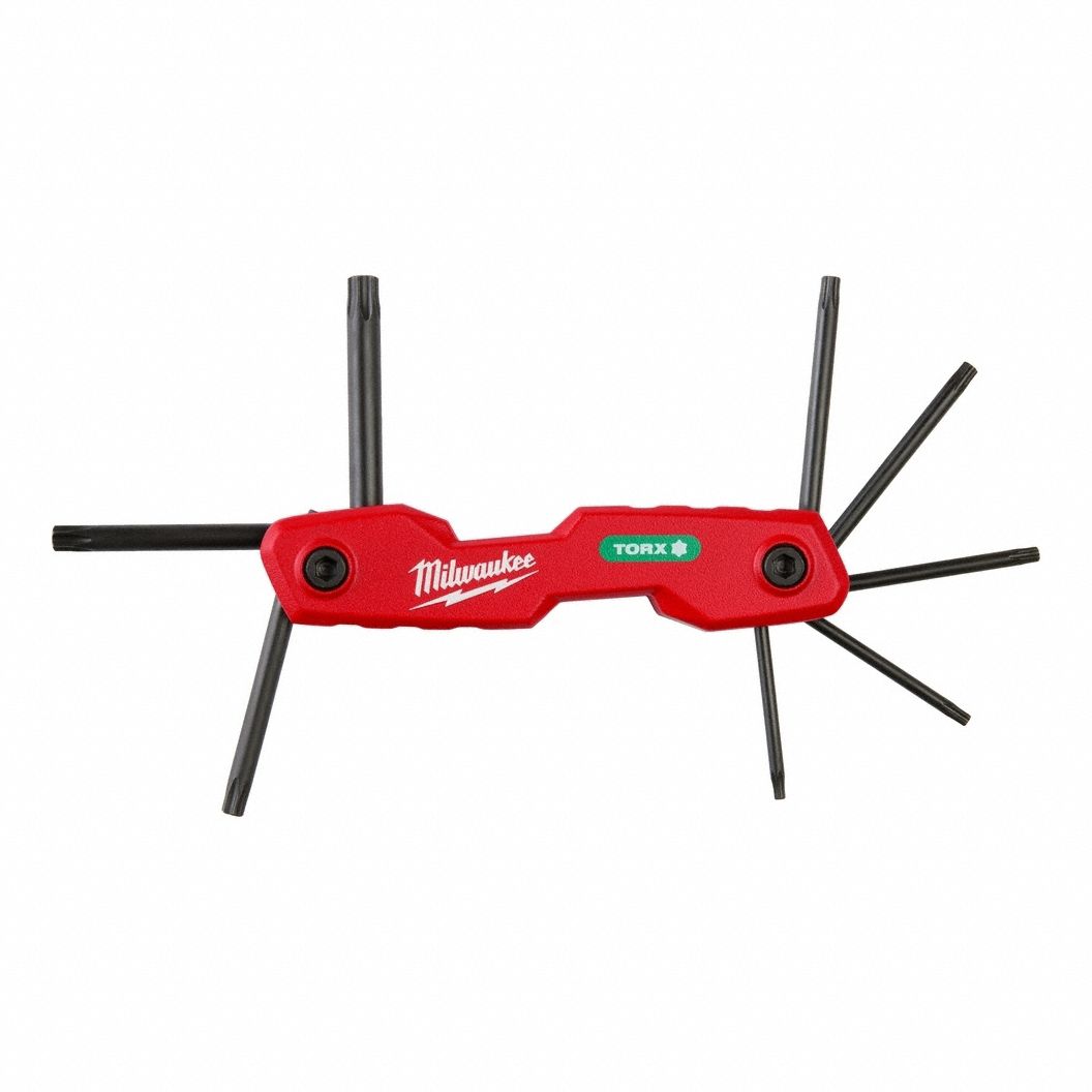 MILWAUKEE, 1 Pieces, T10/T15/T20/T25/T27/T30/T40/T9 Tip Size, Torx Key ...