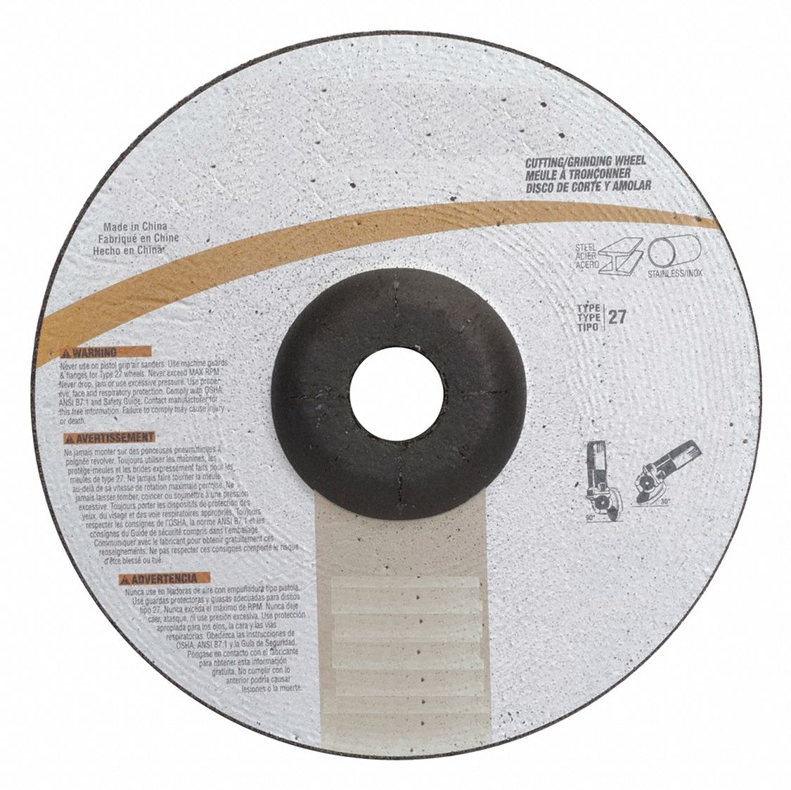 Type 27, 9" x 1/4" x 7/8", Depressed Center Wheels - 435Y82|05539561573 ...