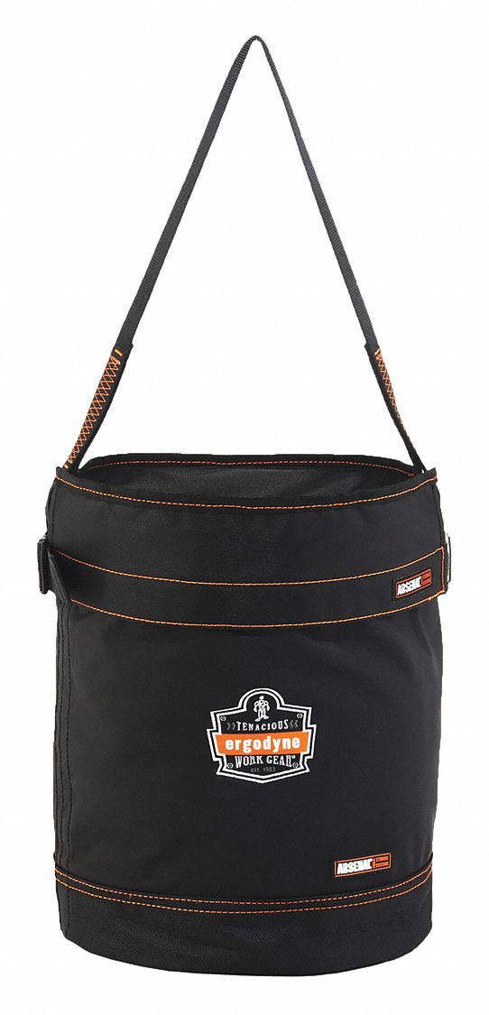 ERGODYNE, 12 1/2 in W x 15 in H x 12 1/2 in L, Black, Bucket Bag ...