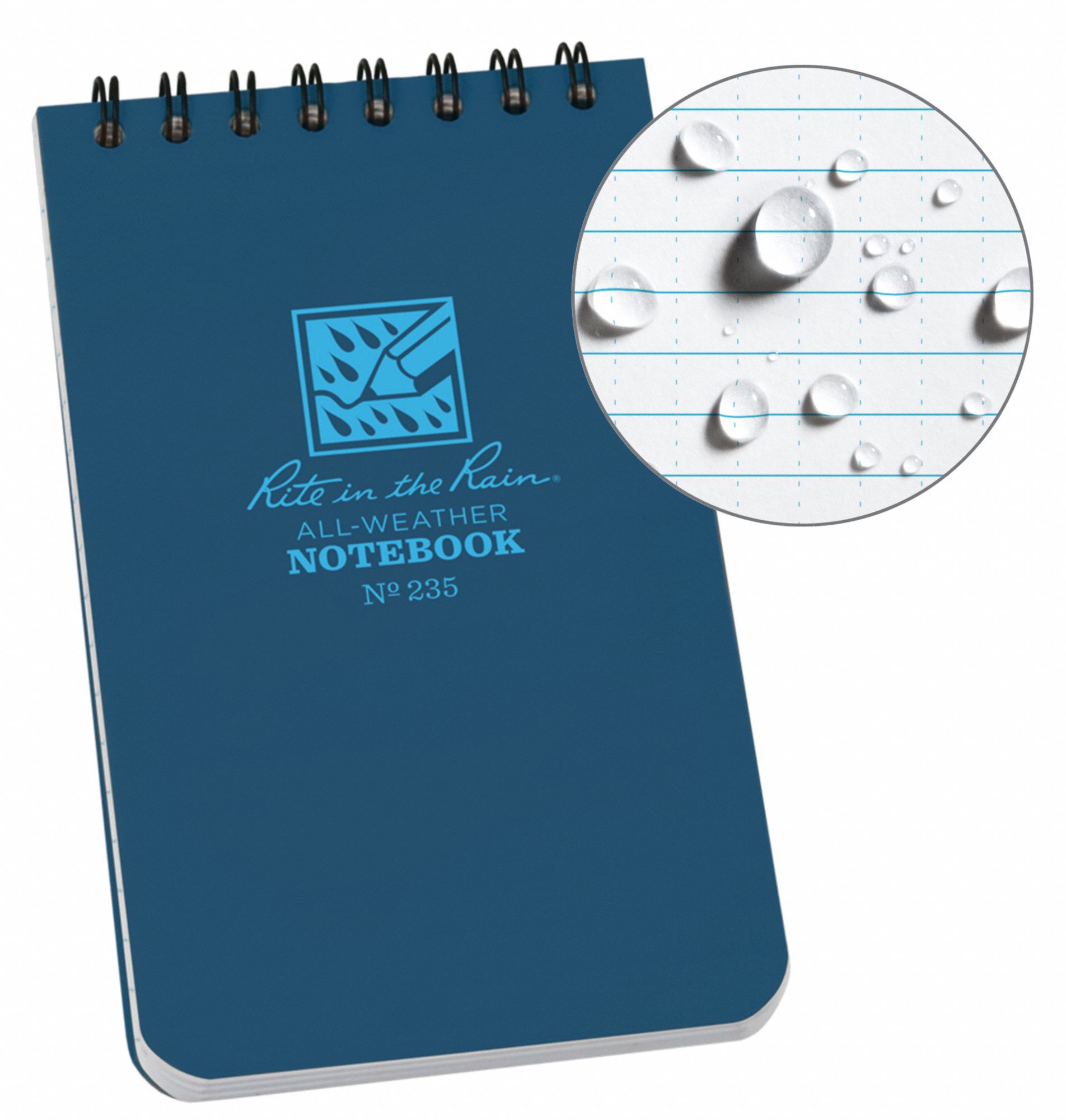 RITE IN THE RAIN Notebook: 3 in x 5 in Sheet Size, Blue, Polydura ...