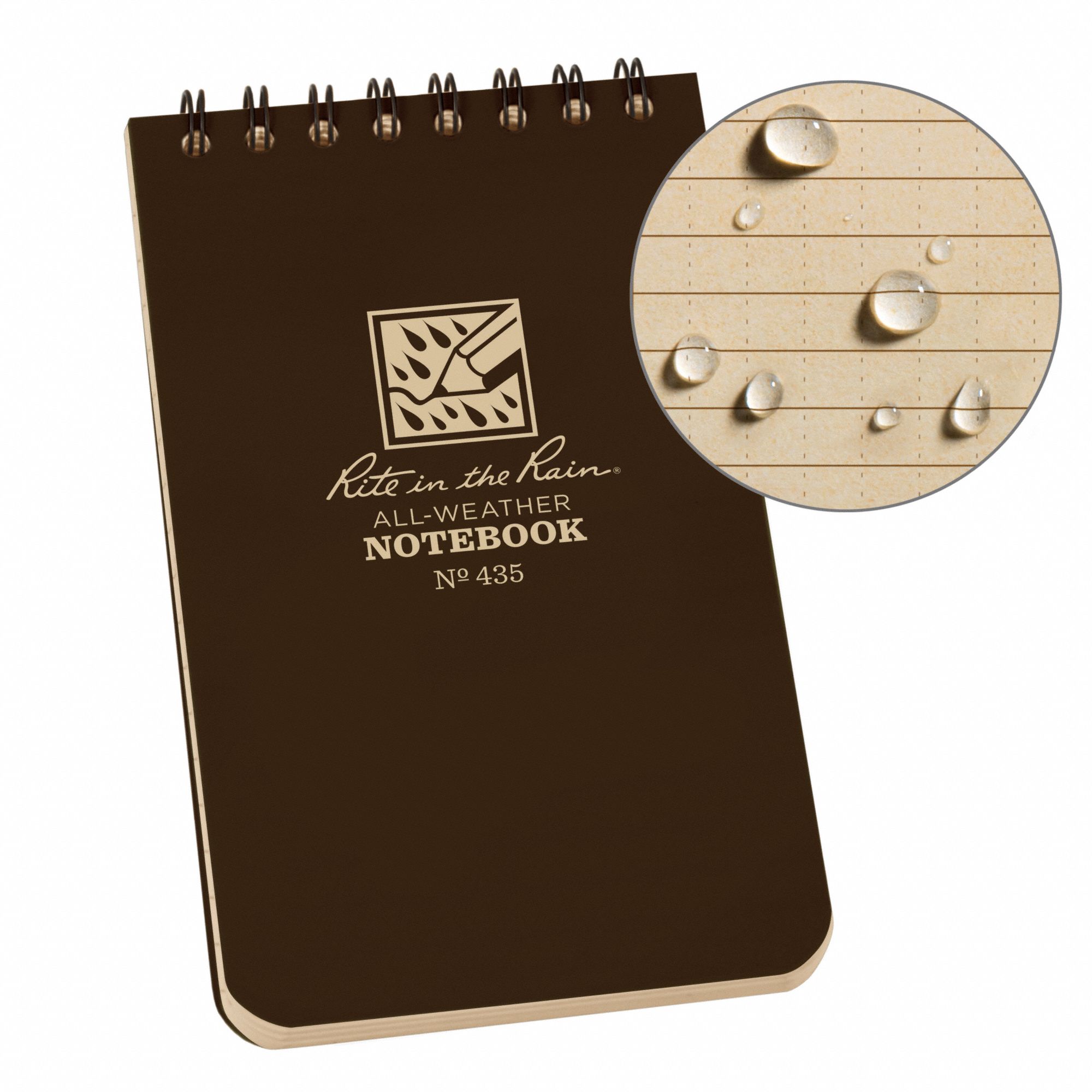 RITE IN THE RAIN Notebook: 3 in x 5 in Sheet Size, Brown, Polydura ...