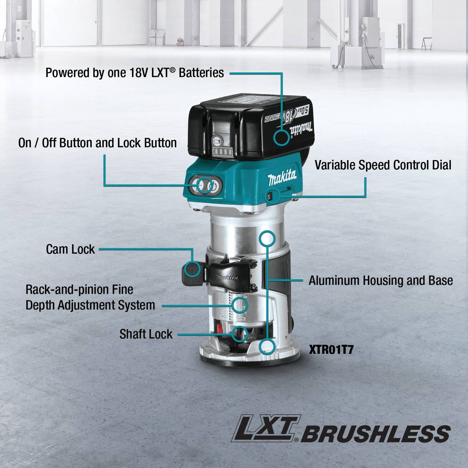 MAKITA Cordless Compact Router Kit: 18 V, Battery Included, 5.0Ah ...