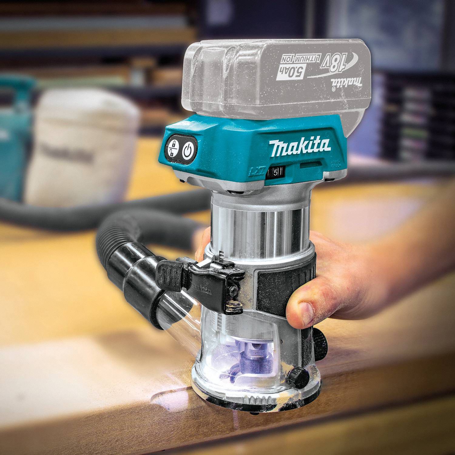 MAKITA Cordless Compact Router: 18V LXT, Bare Tool, Fixed Base, 30,000 ...