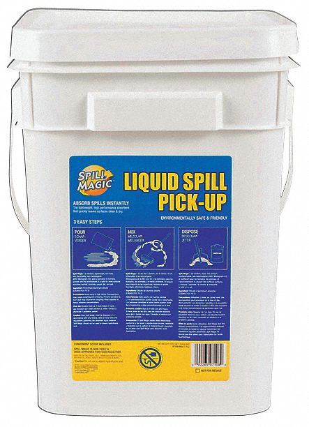 SPILL MAGIC, 1 gal Volume Absorbed per Pkg., 4 lb Wt, Absorbent Powder ...
