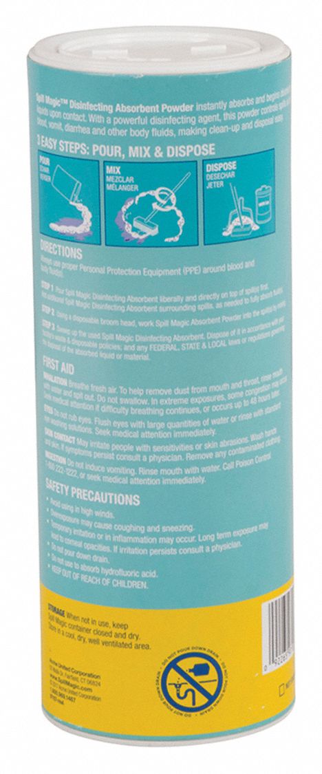 SPILL MAGIC Disinfecting Absorbent Powder, Universal, Amorphous Alumina ...