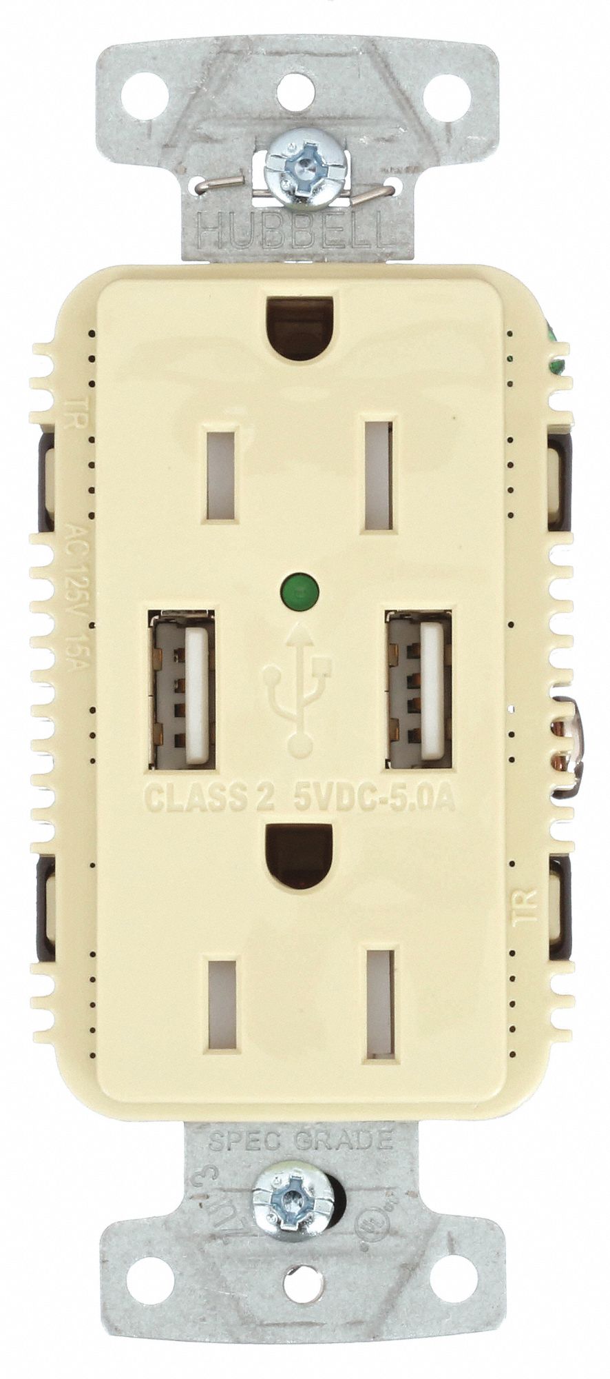 Duplex, 5-15R, USB Charger Receptacle - 437K39|USB15A5I - Grainger