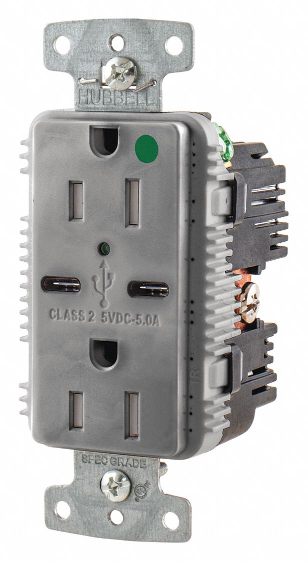 5-15R, 15 A, USB Charger Receptacle - 437K96|USB8200C5GY - Grainger