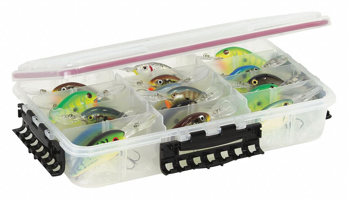 PLANO MOLDING, 14 in x 8 7/8 in x 3 in, Clear, Compartment Box - 437T85 ...