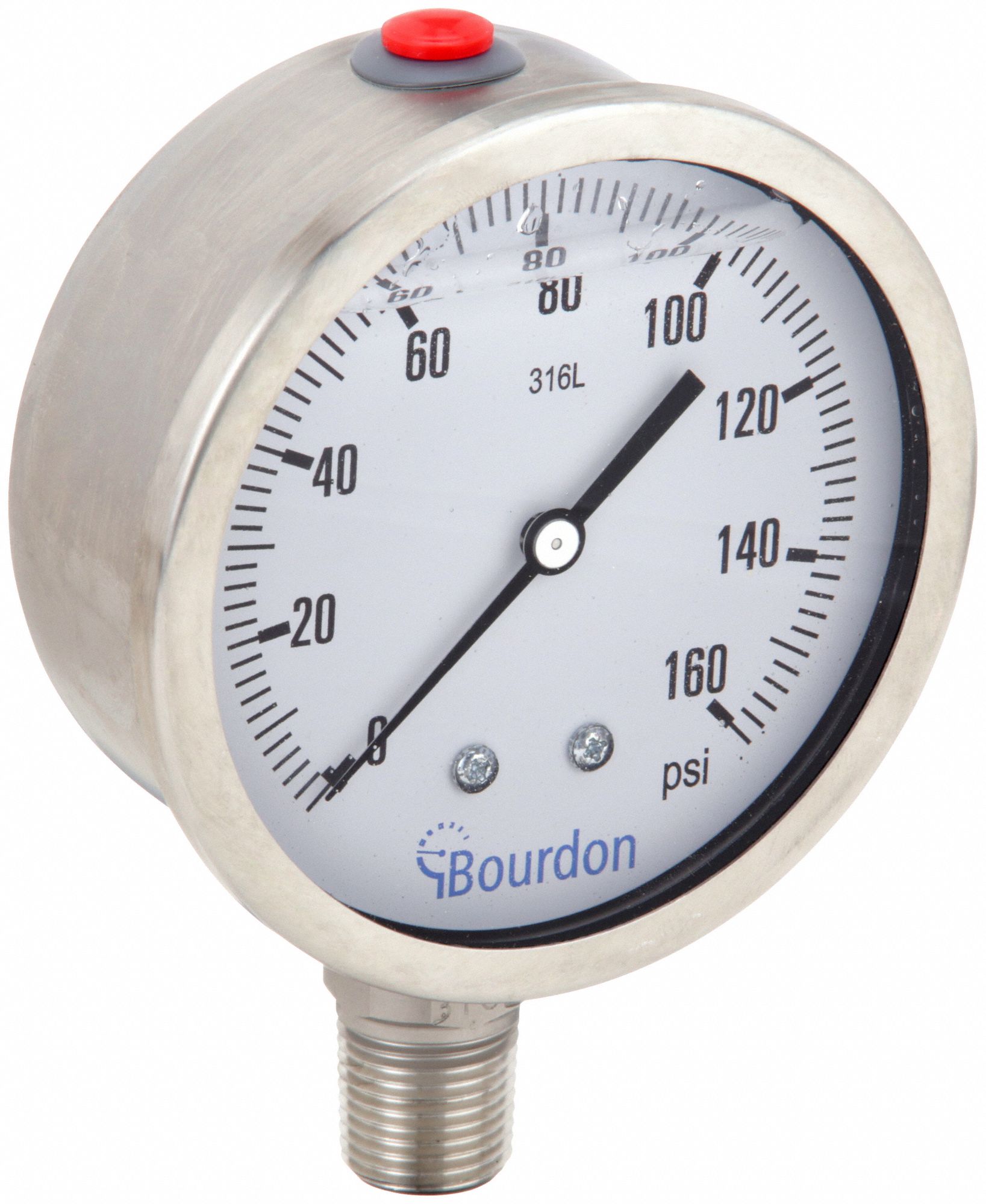 BOURDON, 160 psi to 0 psi / Hg to 160 psi, 4 in Dial, Industrial Pressure Gauge - 437U84|MEX5 ...