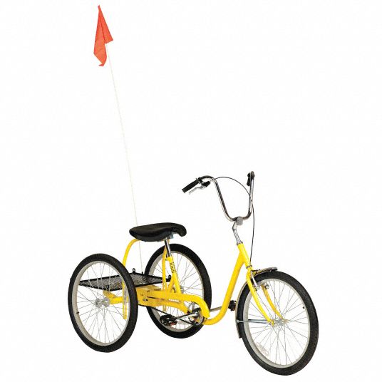 70 in x 29 in x 43 in, Yellow, Tricycle - 437V15|IBIKE-3-DCHH-Y - Grainger