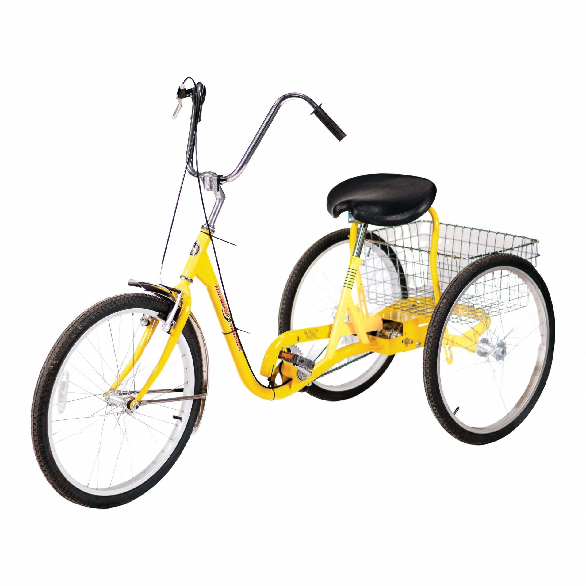 70 in x 29 in x 43 in, Yellow, Tricycle - 437V15|IBIKE-3-DCHH-Y - Grainger