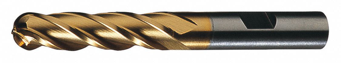 CLEVELAND, High Speed Steel, TiN Coated, Ball End Mill - 438C49|C33357 - Grainger