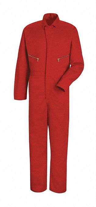 RED KAP, L ( 42 1/2 in x 44 in ), Red, Mns Ls Cotton Coverall-Red ...