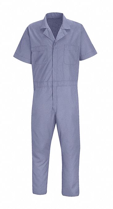 RED KAP, 2XL ( 52 1/2 in x 54 in ), Medium Blue, Ss M. Blue Poplin ...