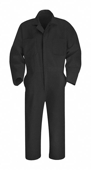 RED KAP, L ( 44 1/2 in x 46 in ), Black, Mns Ls Action Back Coverall ...
