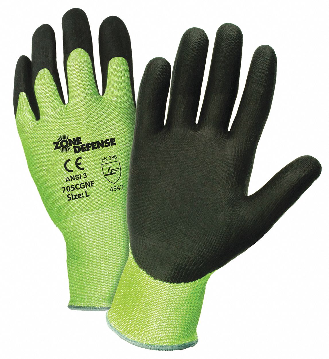 Cut Res Gloves,Nitrile,XL,Grn/Blck,PK12 - Grainger