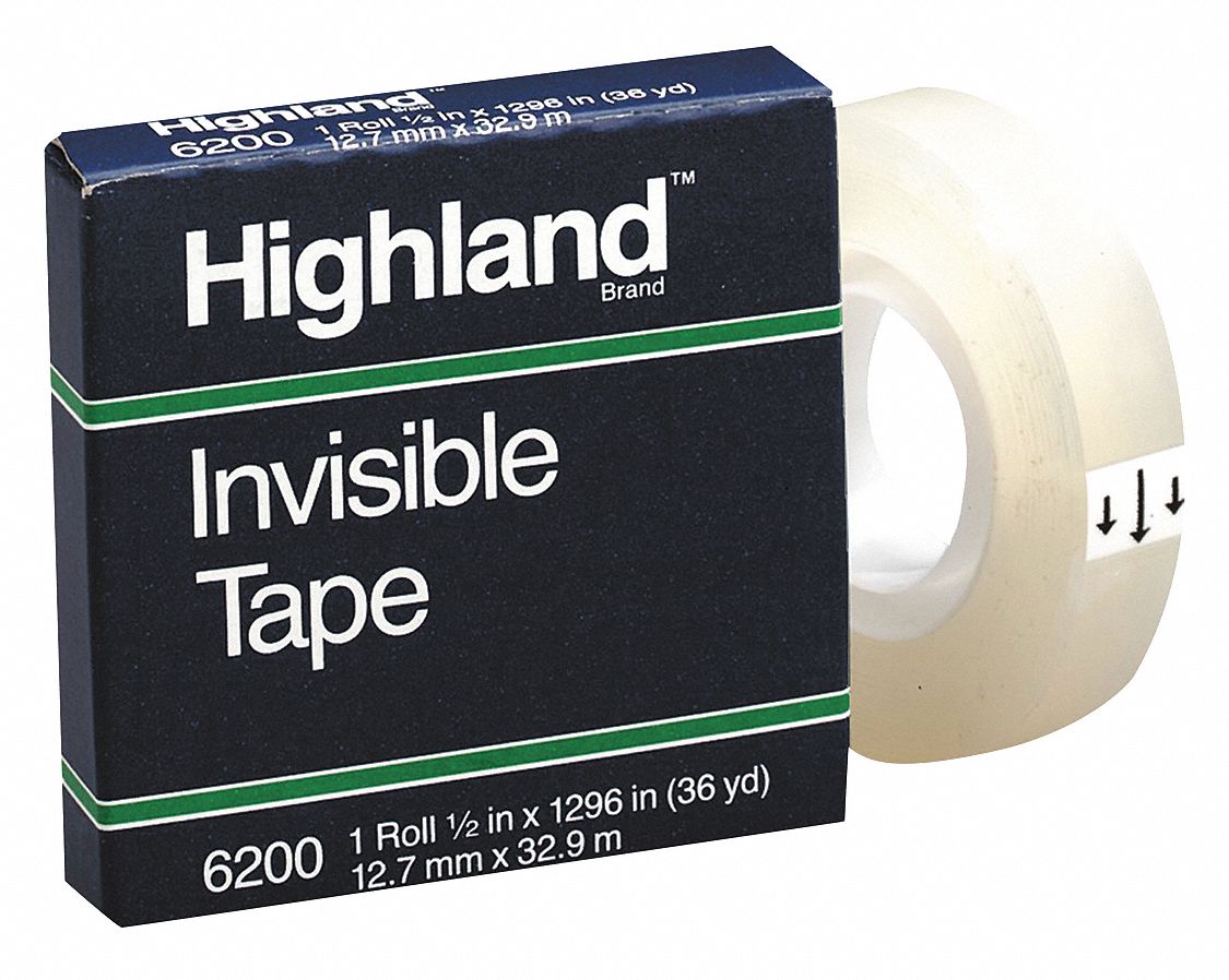3M Invisible Tape, Mending, 0.50 in Wx36 yd L - 43FZ99|6200121296 ...