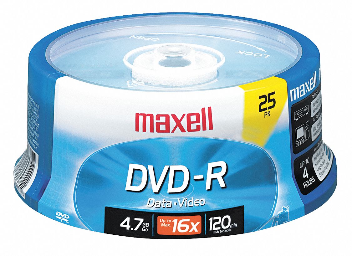 MAXELL, Write Once, Gold, DVD-R Disc - 43GM28|638010 - Grainger