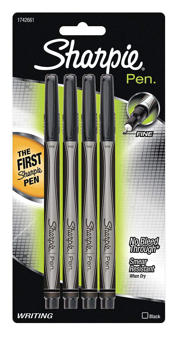 SHARPIE, Blue, 4, Sharpie Pen,Plastic Point,Black,PK4 - 43KM33|1742661 ...