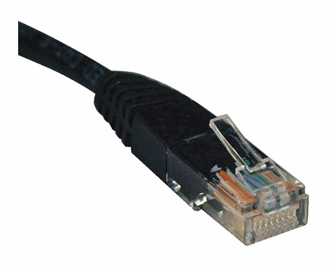 TRIPP LITE, N002-006-BK, Cat5e Cable,Molded,RJ45 M/M,Black,6ft - 43LR40 ...