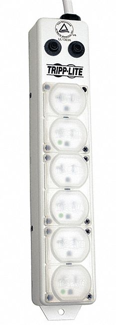 TRIPP LITE Outlet Strip: 6 Outlets, 7 ft Cord Lg, 15 A Max. Amps ...