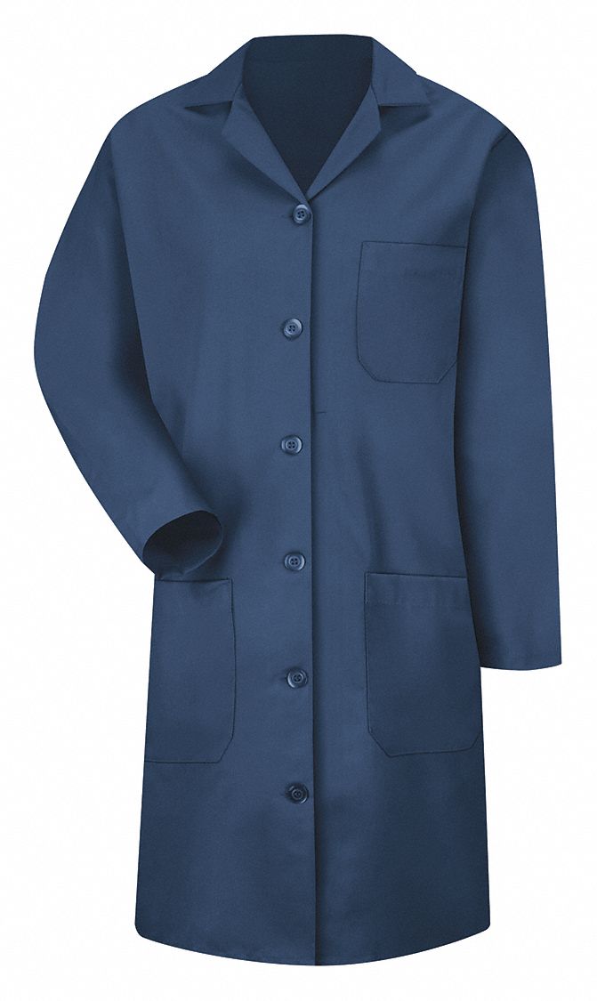 RED KAP, Cotton Poplin/Polyester, Notched Lapel Collar, Lab Coat ...