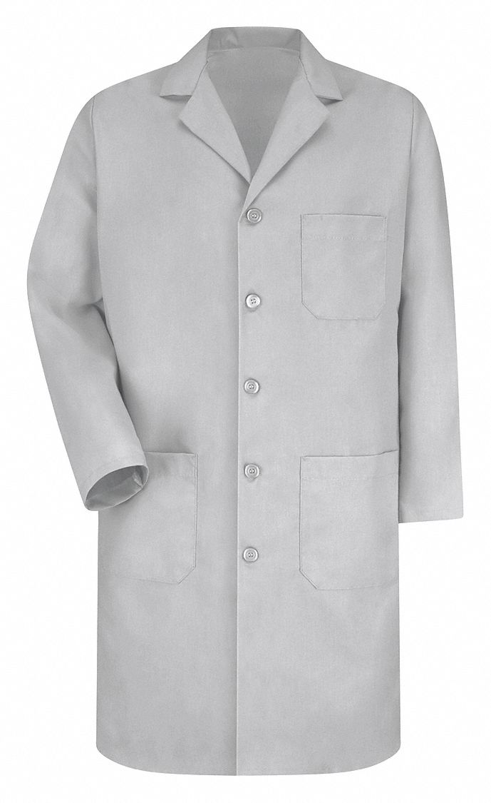 RED KAP, Cotton Poplin/Polyester, Notched Lapel Collar, Lab Coat ...