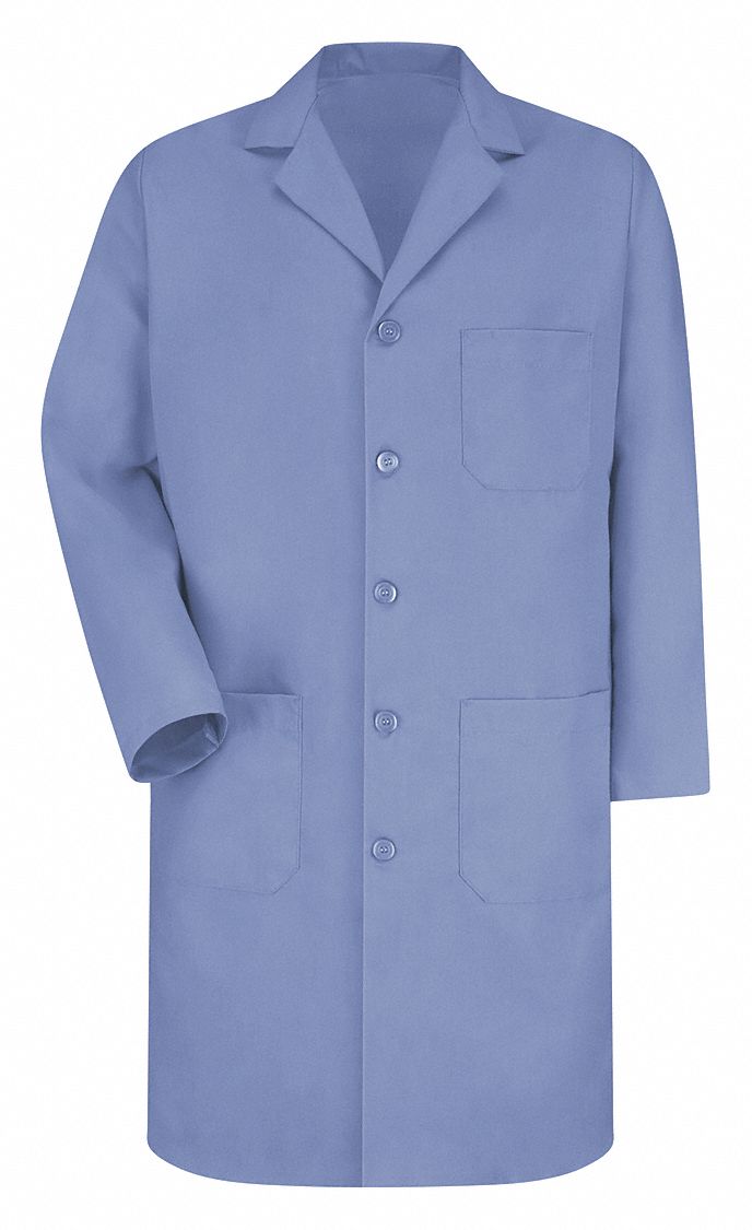 RED KAP, Cotton Poplin/Polyester, Notched Lapel Collar, Lab Coat ...