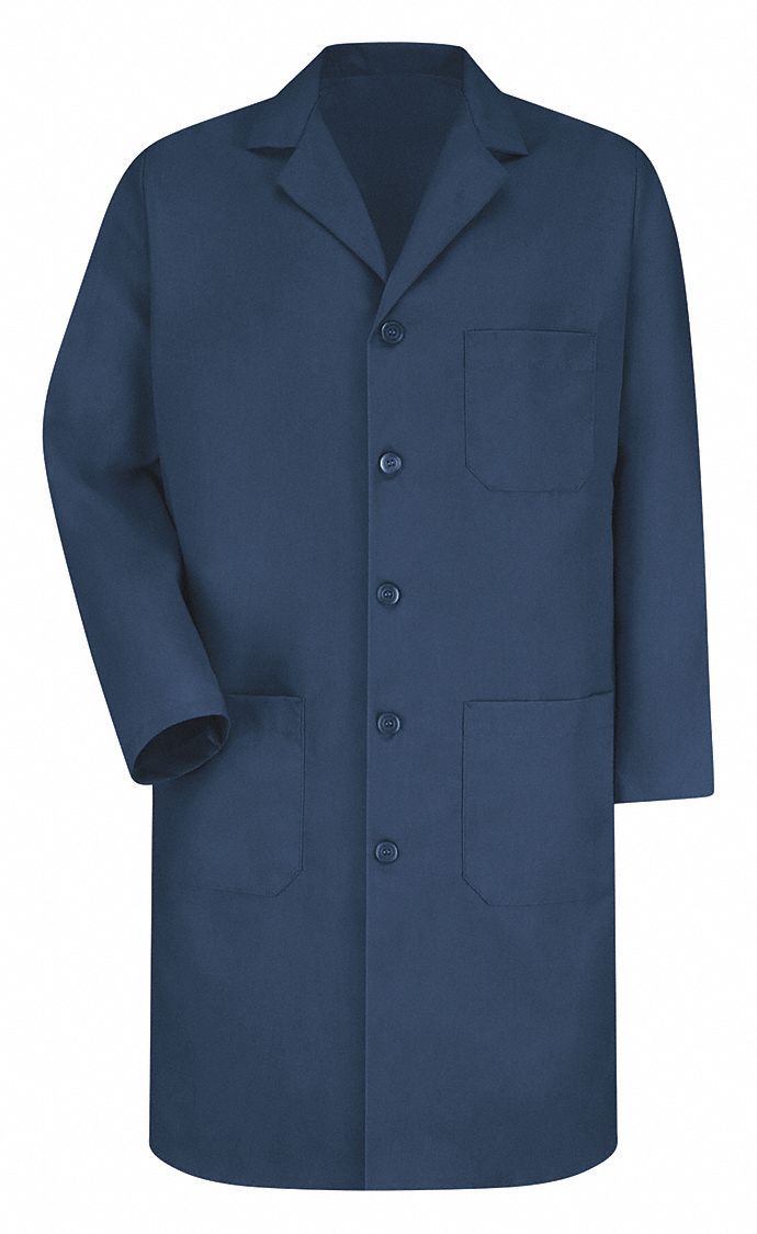RED KAP, Cotton Poplin/Polyester, Notched Lapel Collar, Lab Coat ...