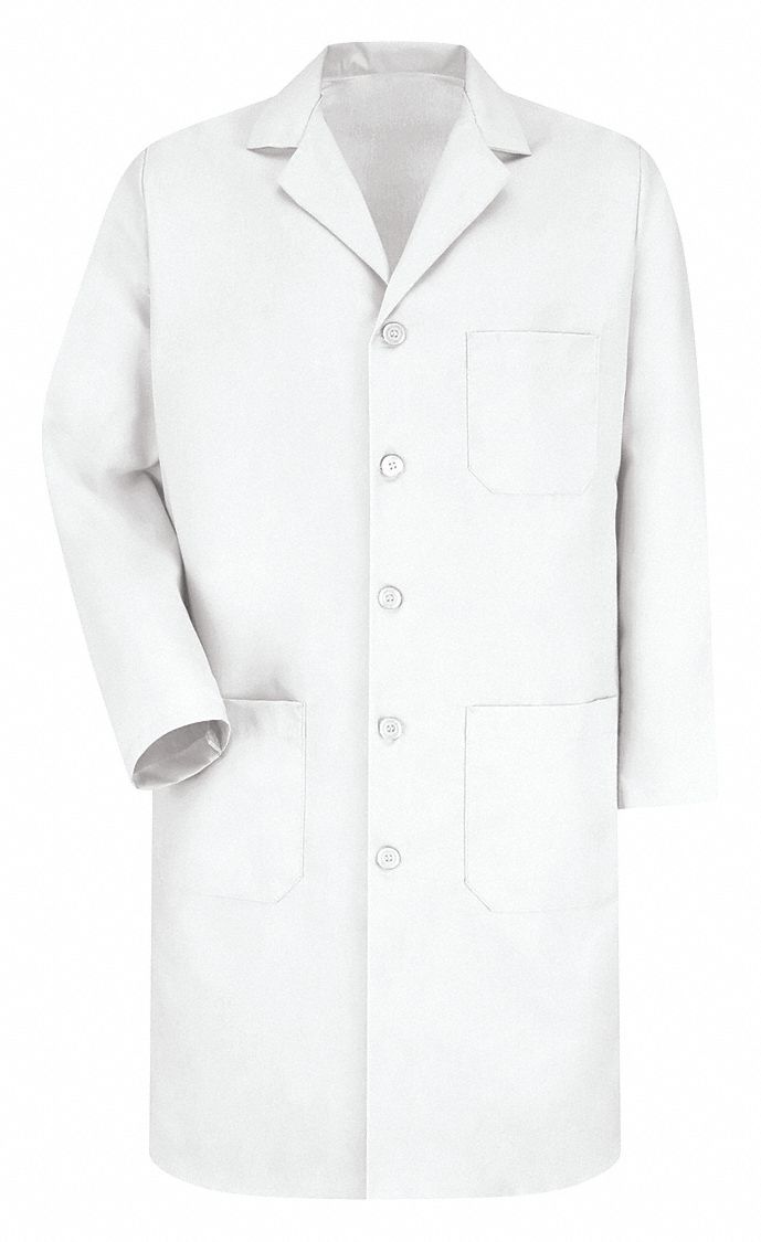 RED KAP, Cotton Poplin/Polyester, Notched Lapel Collar, Lab Coat ...