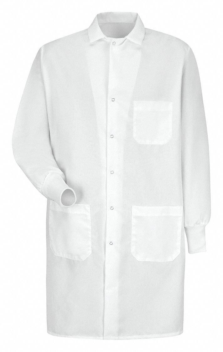 RED KAP, Cotton Poplin/Polyester, Notched Lapel Collar, Lab Coat ...