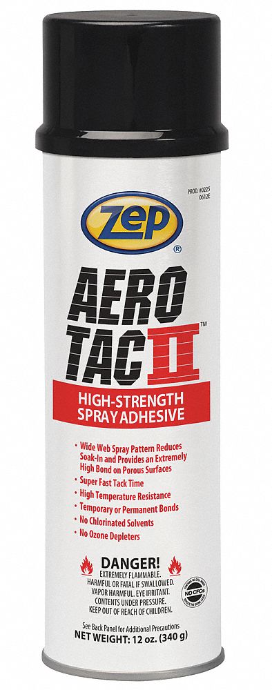 ZEP Spray Adhesive: Aero Tac II, Gen Purpose, 12 fl oz, Aerosol Can ...