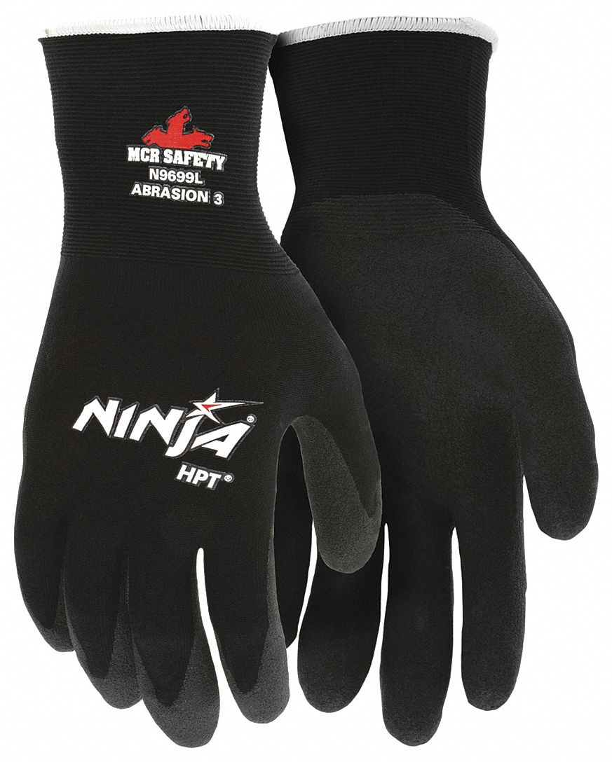 Gloves,Pvc Coated Nylon,Medium,Black,PK2 - Grainger
