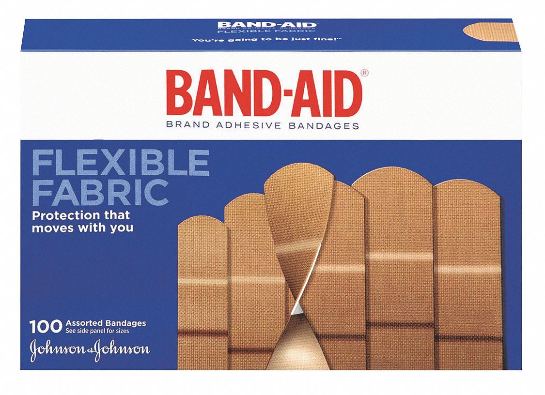 BAND-AID, 100, PK, Bandages,Flexible,Assorted,100,PK100 - 43PE68 ...