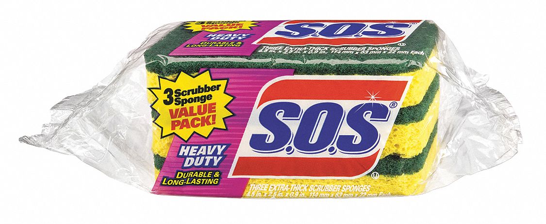 Heavy Duty Sponge,SOS,PK24, 24PK - Grainger